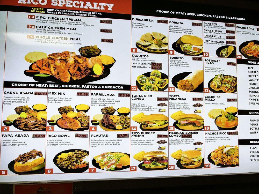 Menu at El Pollo Rico # 4 fast food, Austin, 730 W Stassney Ln