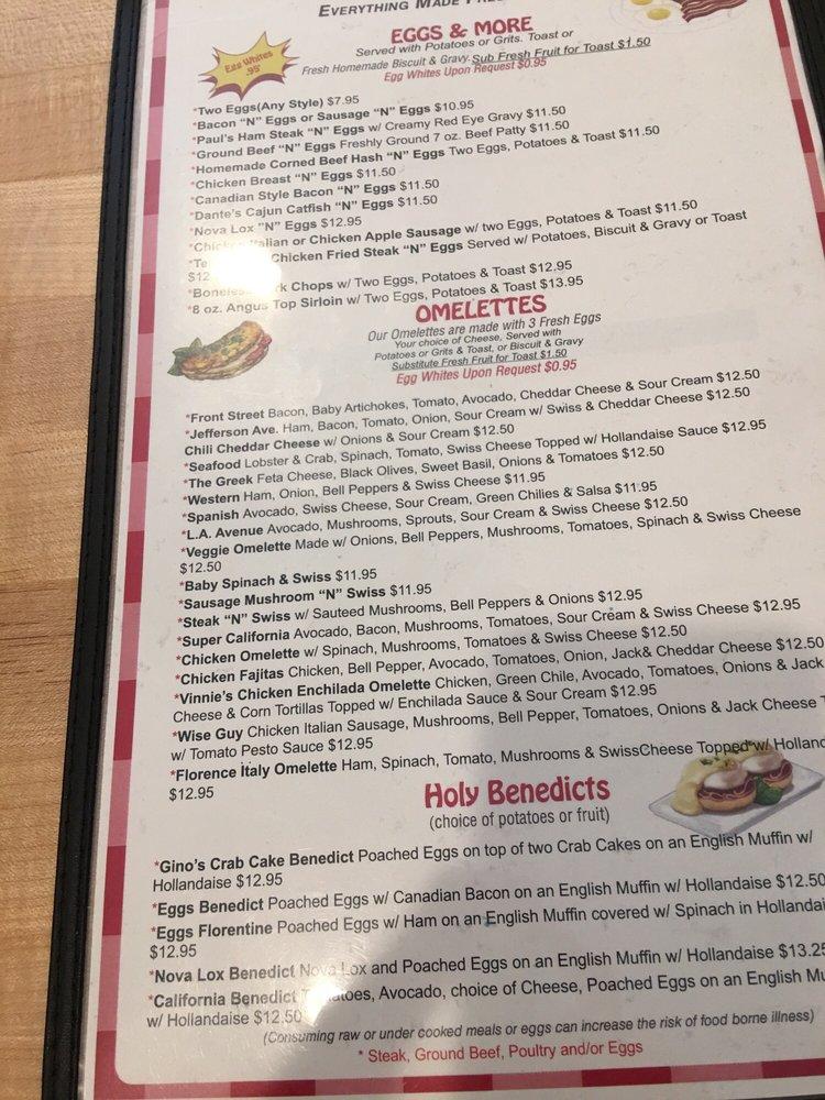 Menu at Mo's Egg House restaurant, Redmond