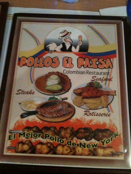 Menu at Pollos El Paisa restaurant, Westbury