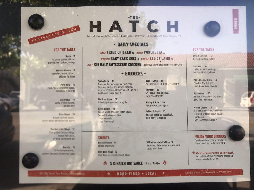 Menu at The Hatch Rotisserie & Bar, Paso Robles
