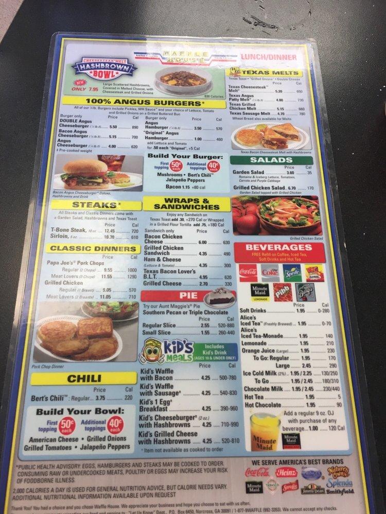 Menu at Waffle House Incorporated, Jacksonville, Airport Rd