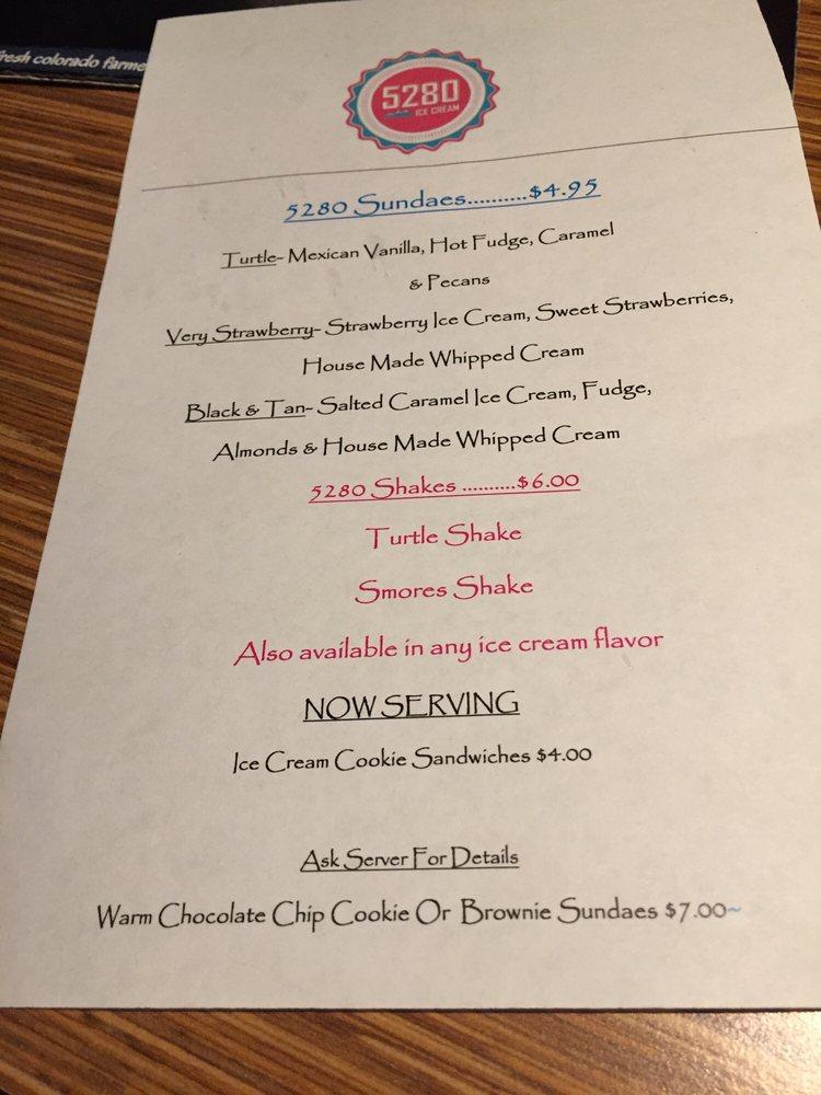 Menu at 5280 Burger Bar, Denver, 500 16th St Mall Suite 160