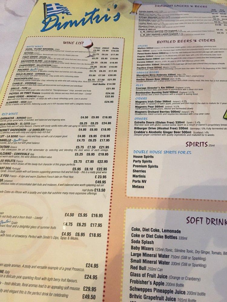 Menu at Dimitri's - Tapas Meze Bar & Restaurant, Manchester, 1-3 ...