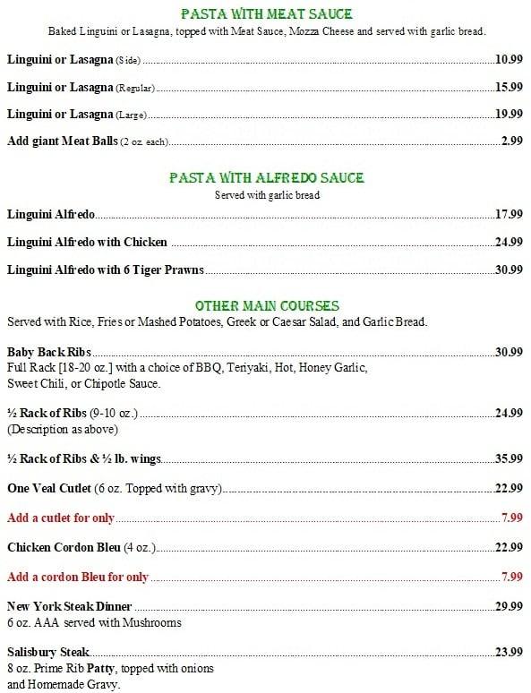 Menu at Granada Restaurant & Pizza, The, Powell River