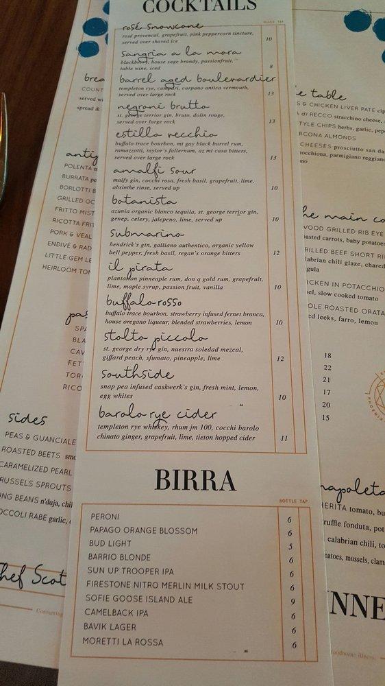 Menu at Mora Italian pub & bar, Phoenix