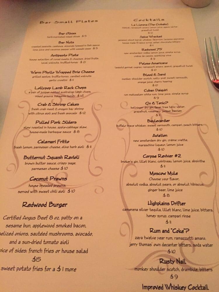 Menu at Redwood Café pub & bar, Modesto, Dale Rd
