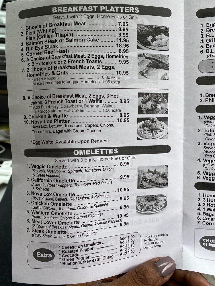 Menu at Cedar Park Cafe, Philadelphia, Baltimore Ave
