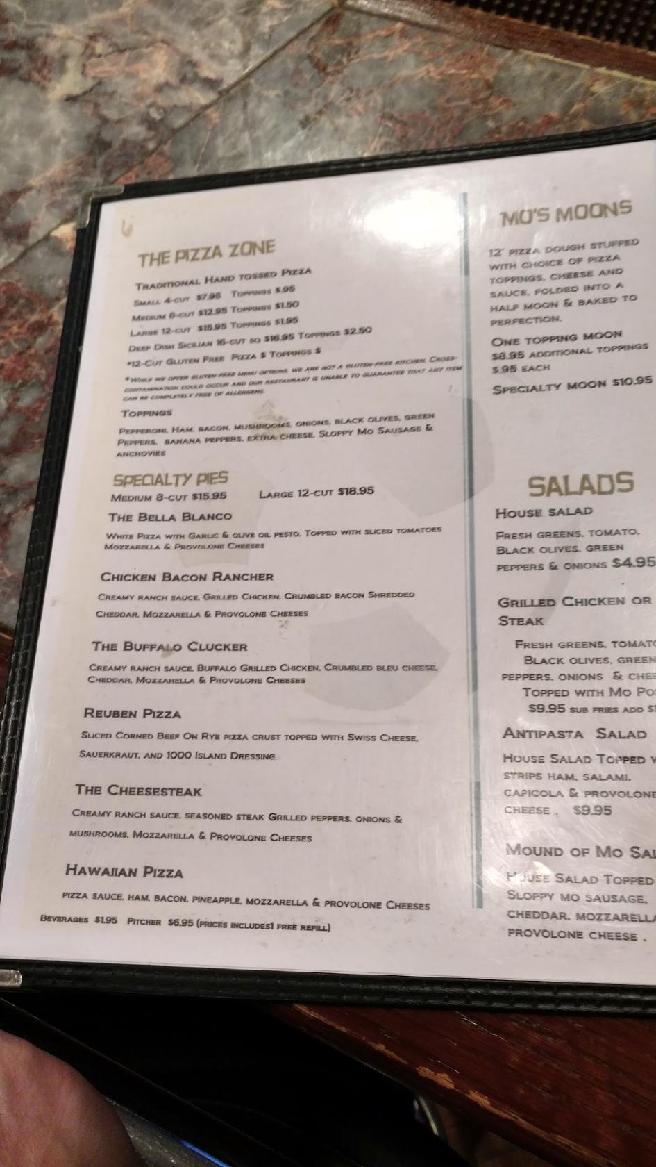 Menu at Penalty Box pub & bar, Economy