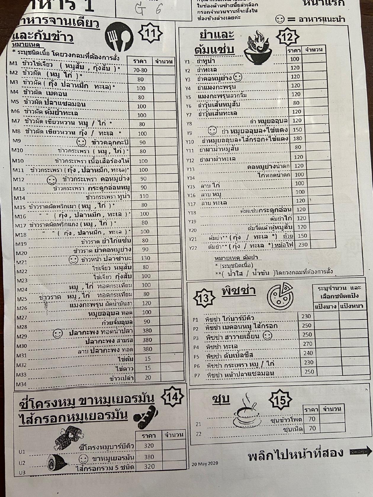 Carta de RAVI RIVA CAFE, Thung Thong