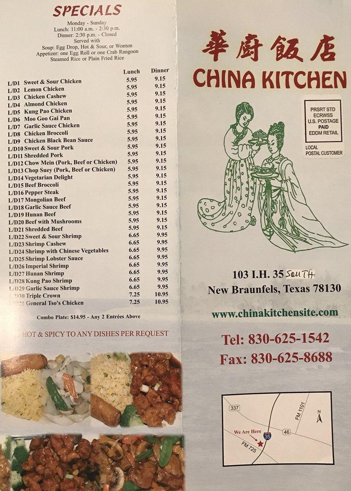 Menu at China Kitchen Restaurant, New Braunfels