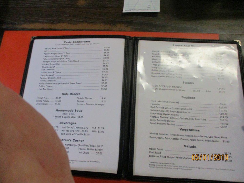 Carta del restaurante Ma & Pa's Diner, Sandston