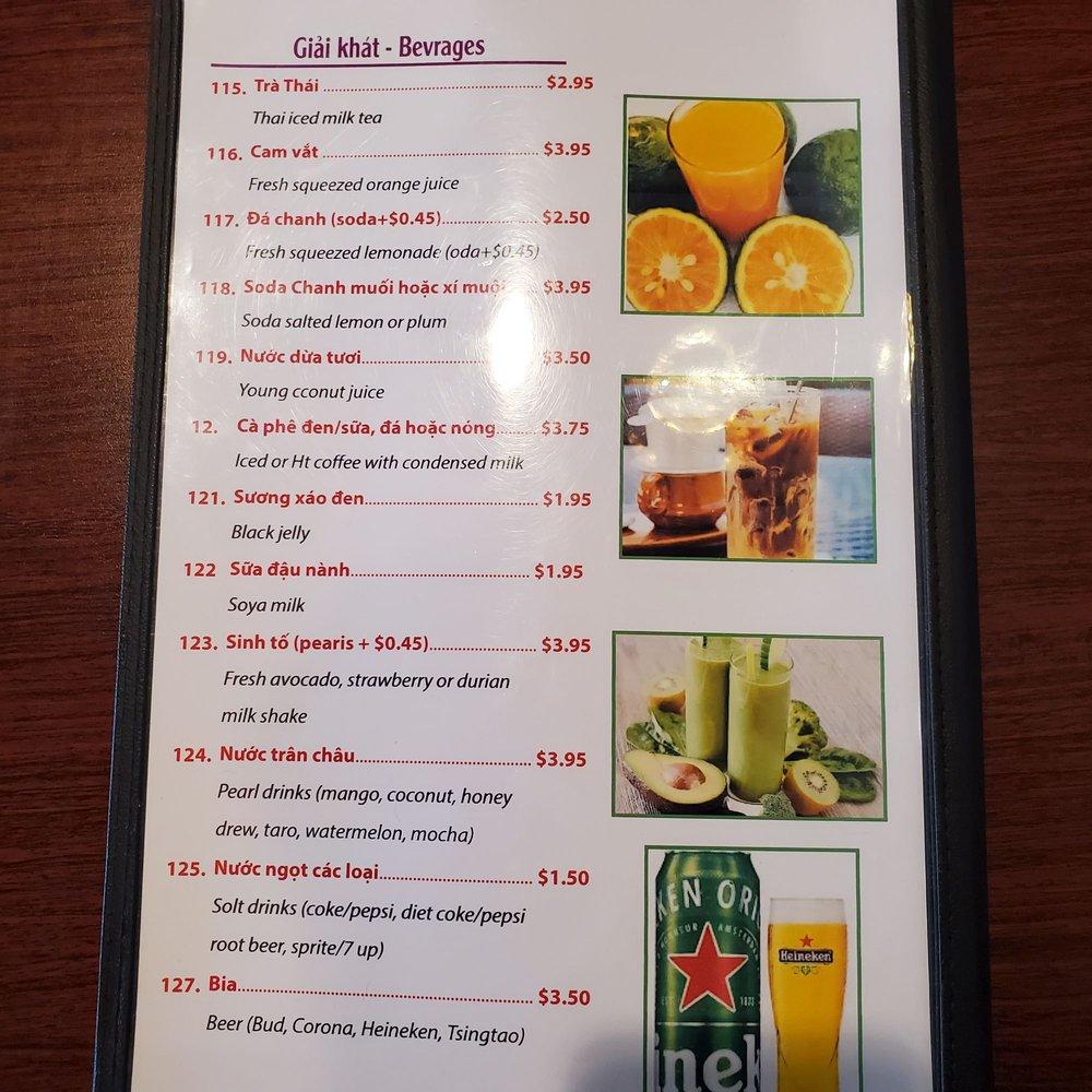 Menu at My Tho Vietnamese Cuisine restaurant, Sacramento