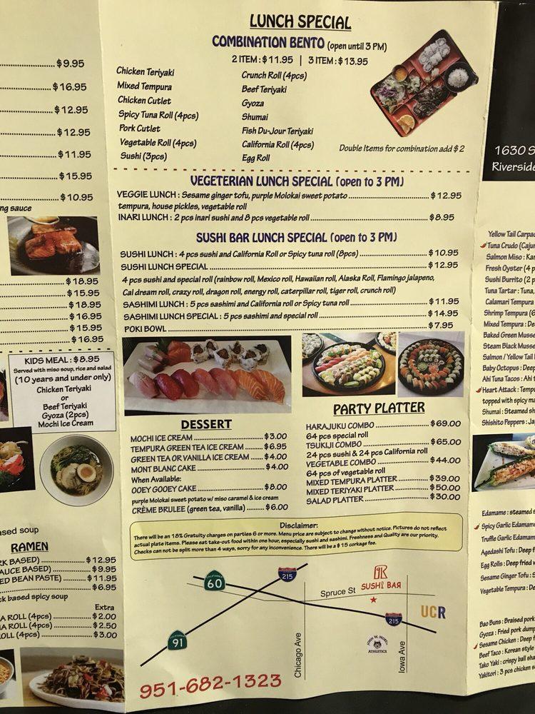 Menu at Sushi R91 restaurant, Riverside