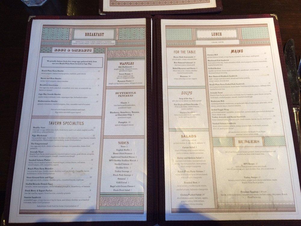 Menu at The Blue Pig Tavern restaurant, Cape May, 200 Congress Pl