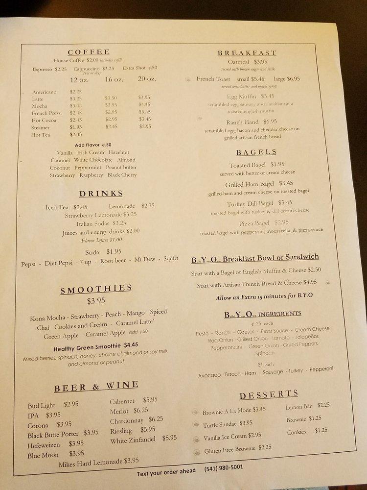 Menu at The Riv Cafe, The Dalles