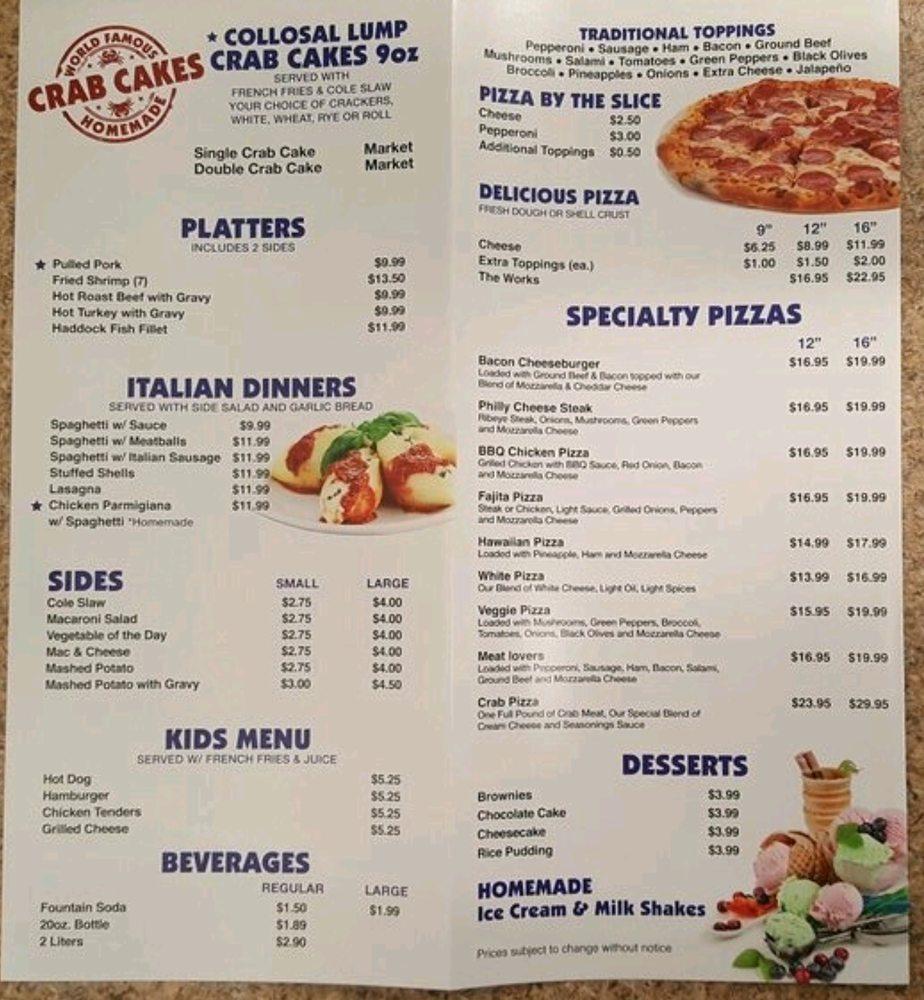 Menu at Three Bears Carry Out cafe, Baltimore