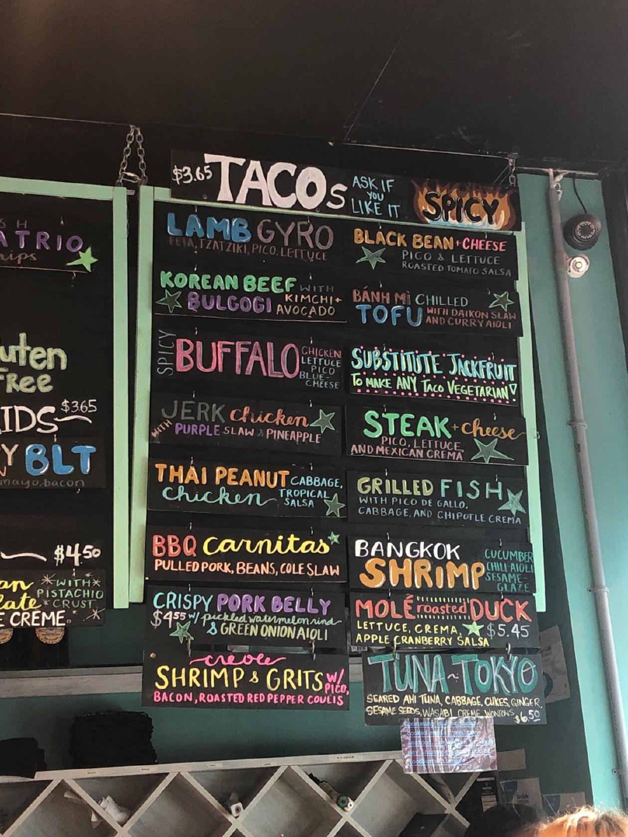 Menu at White Duck Taco Shop Downtown restaurant, Asheville, 12 ...
