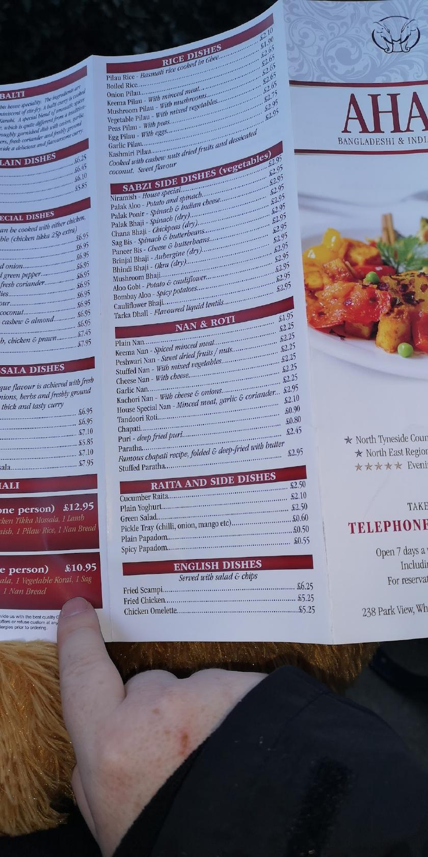 Menu at Ahar Indian & Bangladeshi cuisine restaurant, Whitley Bay, 238 ...