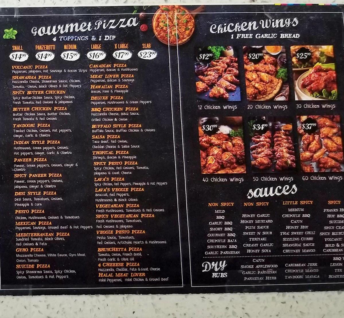 Menu at Lava Pizza YYC pizzeria, Calgary