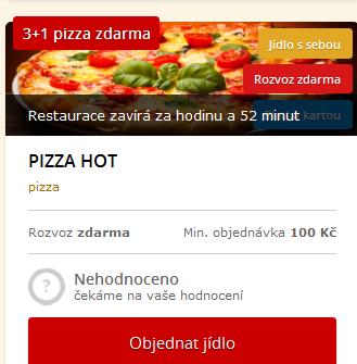Menu at Pizzahot.cz pizzeria, Czech Republic