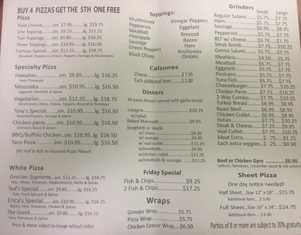 Menu at Christo's Pizza of Pawcatuck pizzeria, Westerly, 37 S Broad St