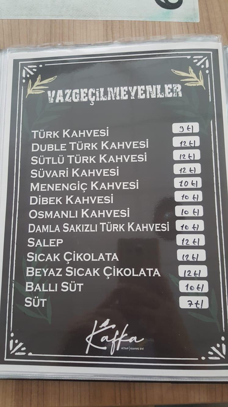 Menu at Kafka Kitap Evi, Nizip