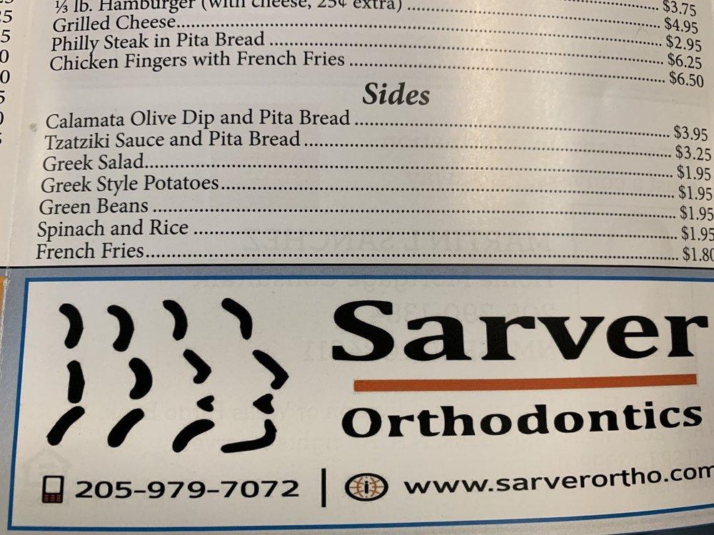 Menu at Pappas' Grill restaurant, Vestavia Hills