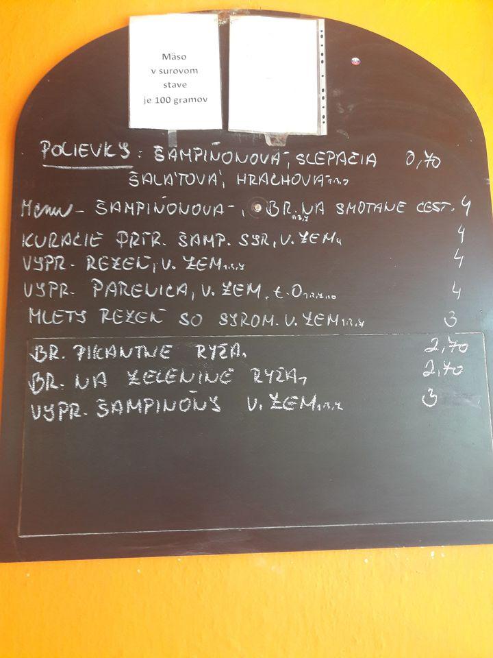 Menu at Reštaurácia a bar Rubín, Rožňava