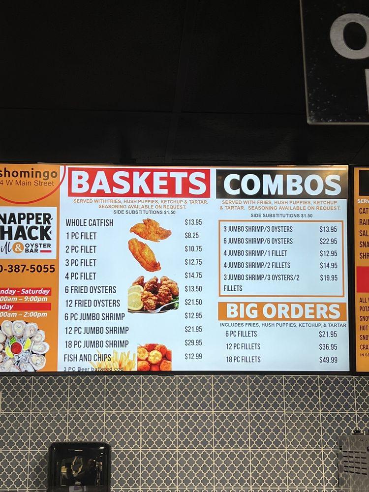 Menu at Snapper shack grill & oyster bar, Tishomingo