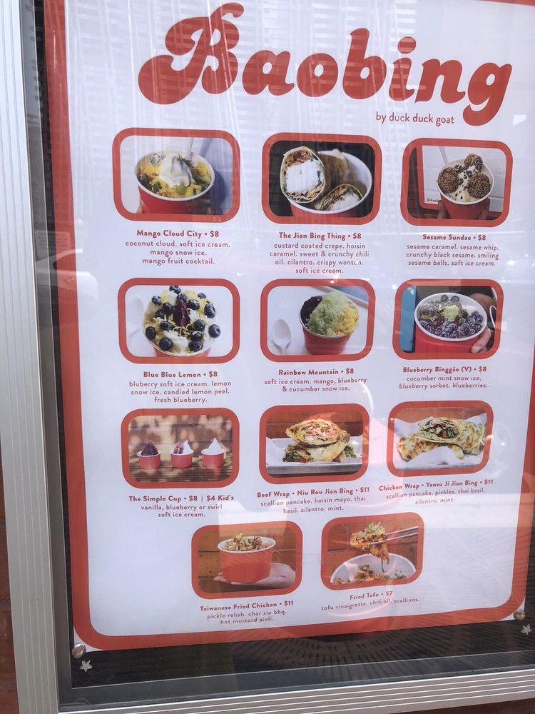 Menu at Baobing Bar, Chicago