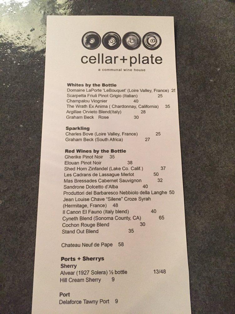 Menu at Cellar + Plate a communal wine house pub & bar, Springfield, S ...