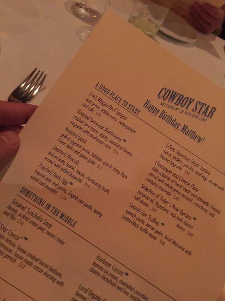 Menu at Cowboy Star Restaurant and Butcher Shop, San Diego