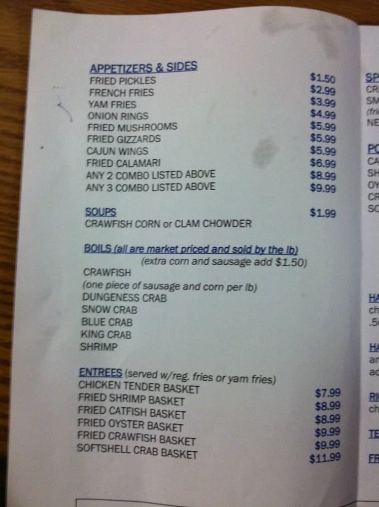 Menu at Crawfish House restaurant, Seattle