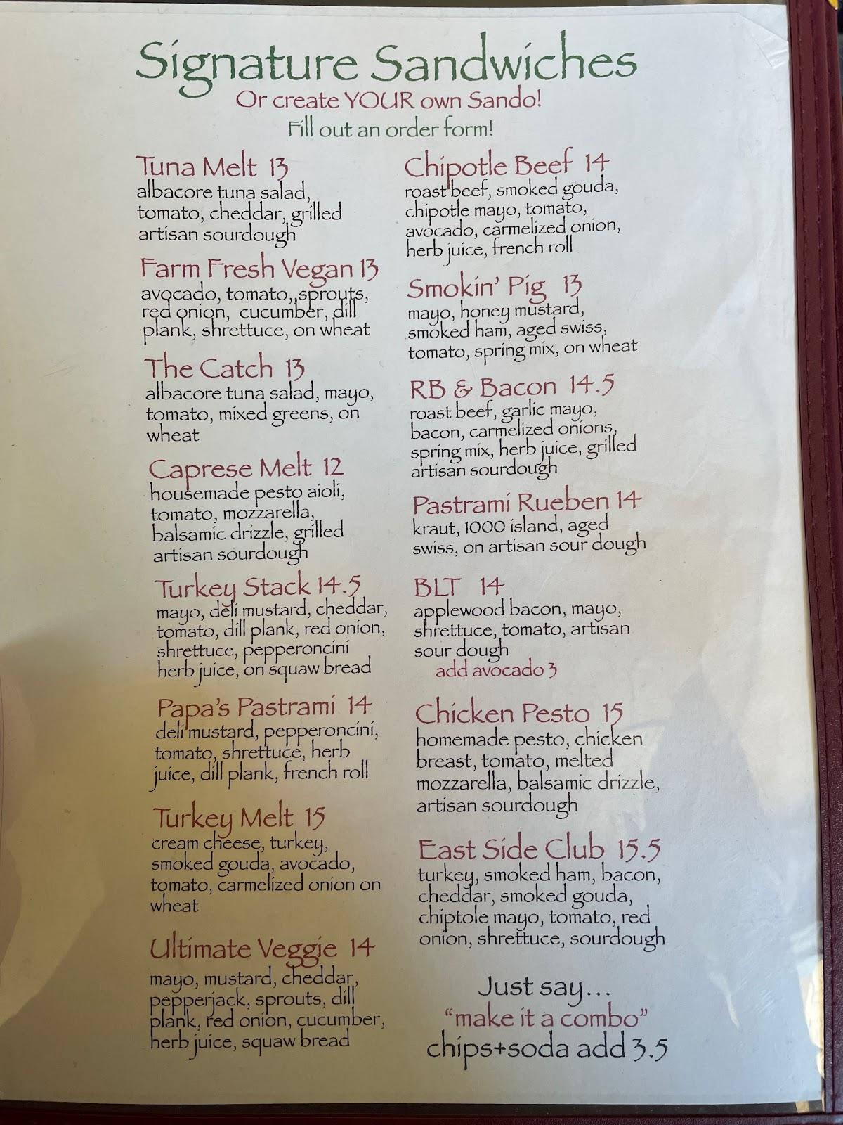 Menu at Crocker’s Cafe & Bakery, Costa Mesa