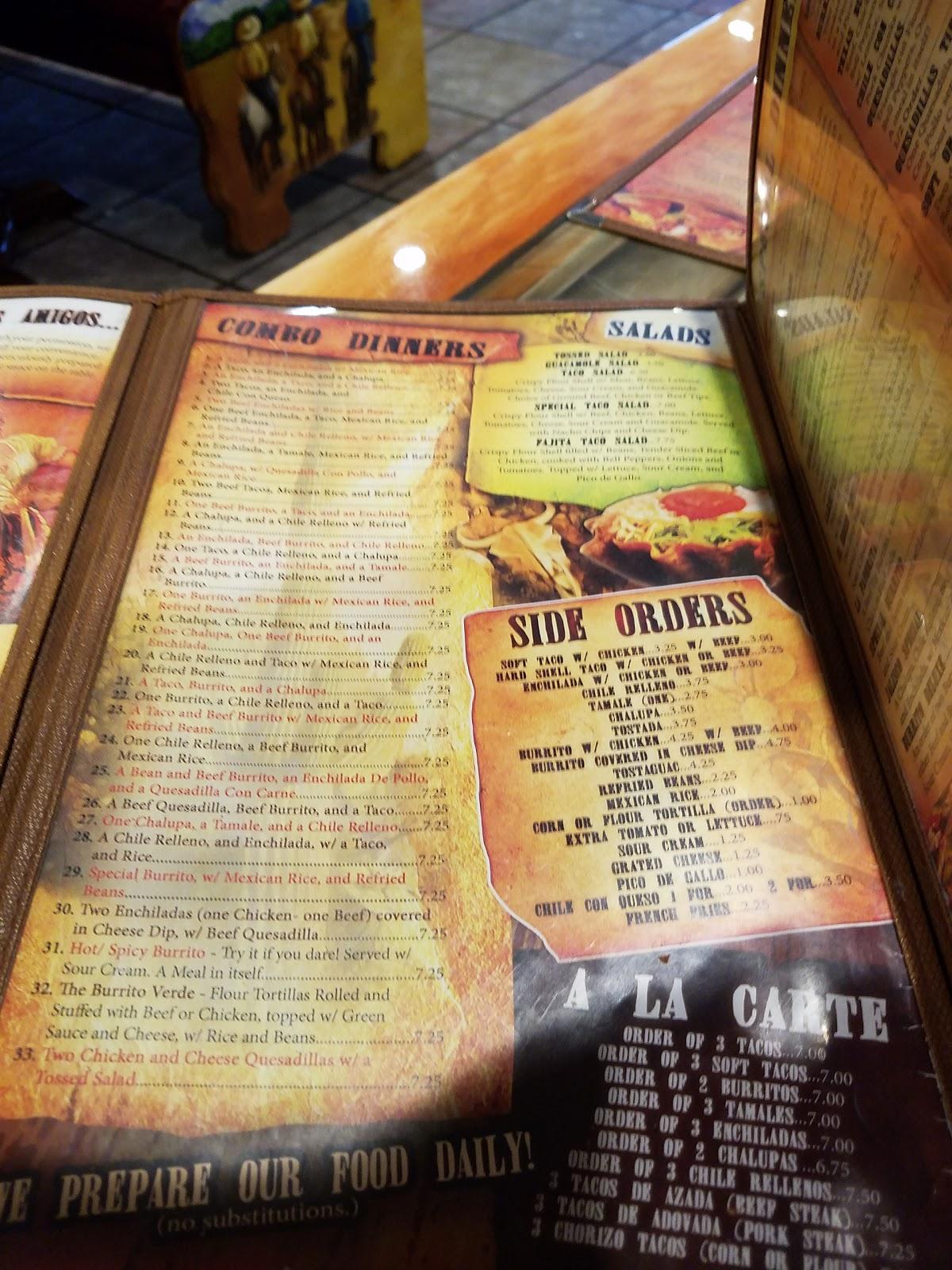 Menu at El Rodeo restaurant, Bolivar
