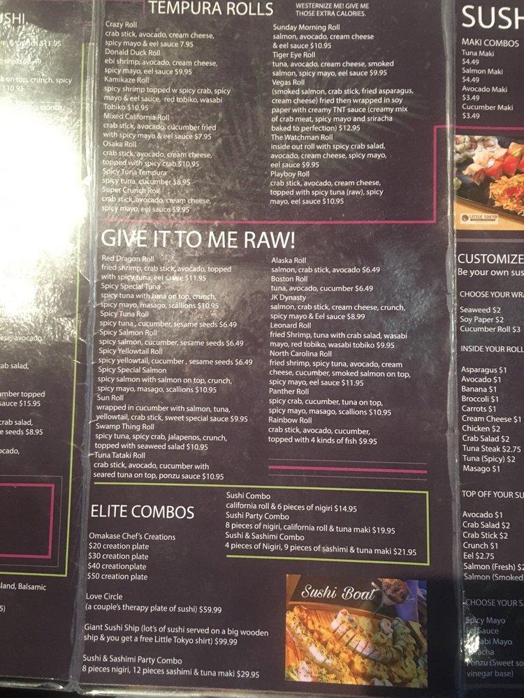 Menu at Little Tokyo Restaurant, Albemarle, 730 Leonard Ave