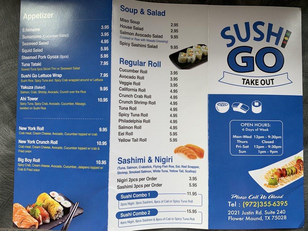 Menu at Sushi Go restaurant, Flower Mound