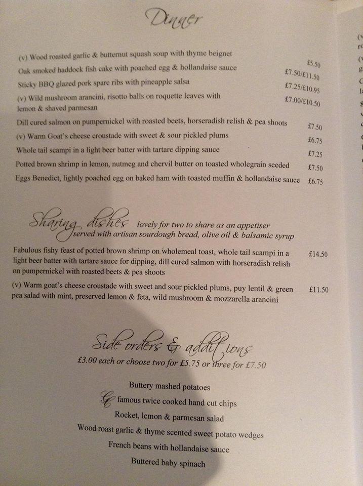Carta del pub y bar The Golden Cross, Shrewsbury