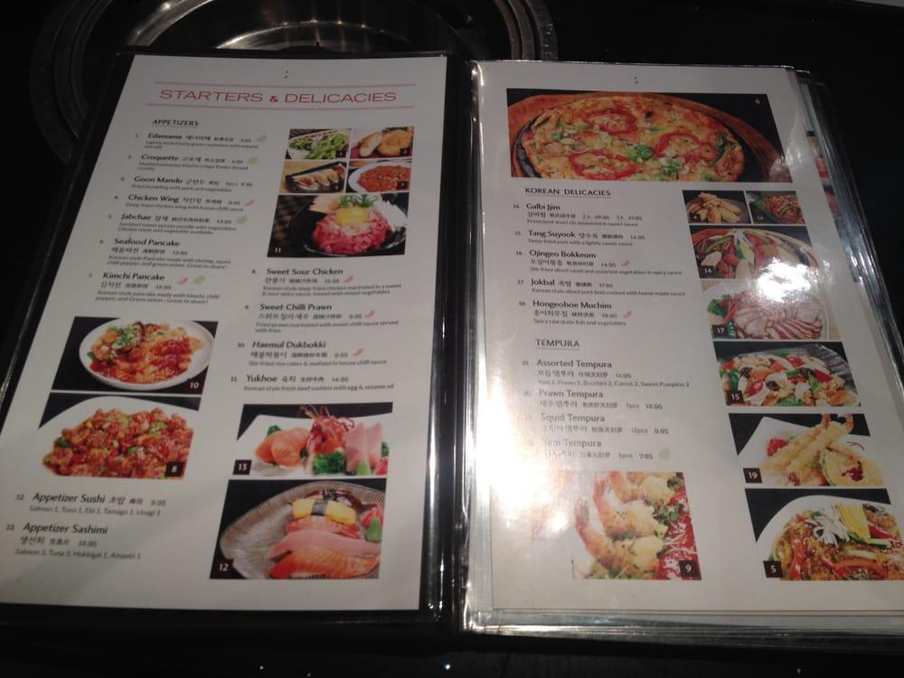 Menu at Chosun Korean BBQ, Vancouver
