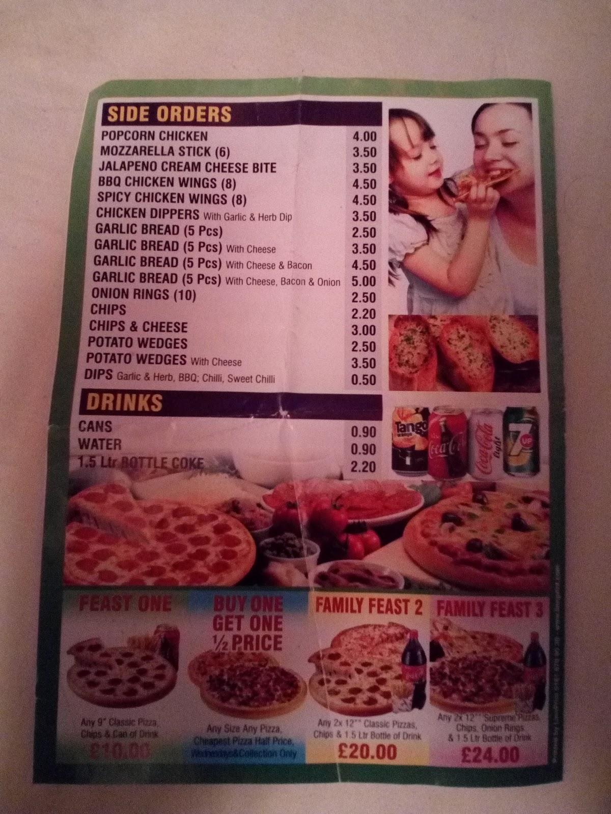 Menu at OZ's 2 restaurant, Teignmouth