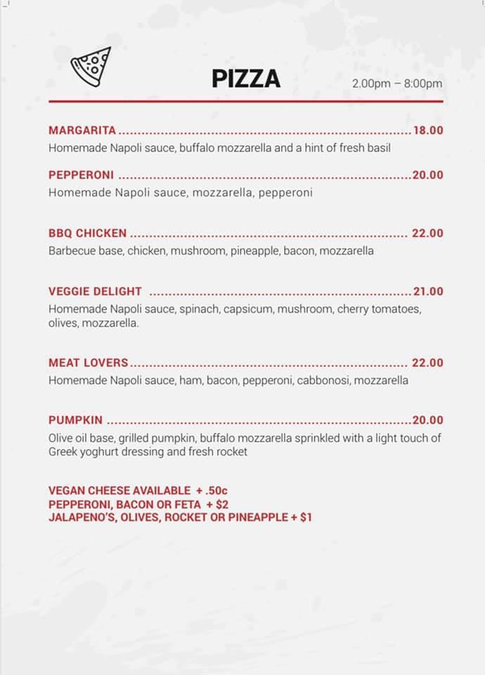 Menu at Maydena Bike Park pub & bar, Maydena