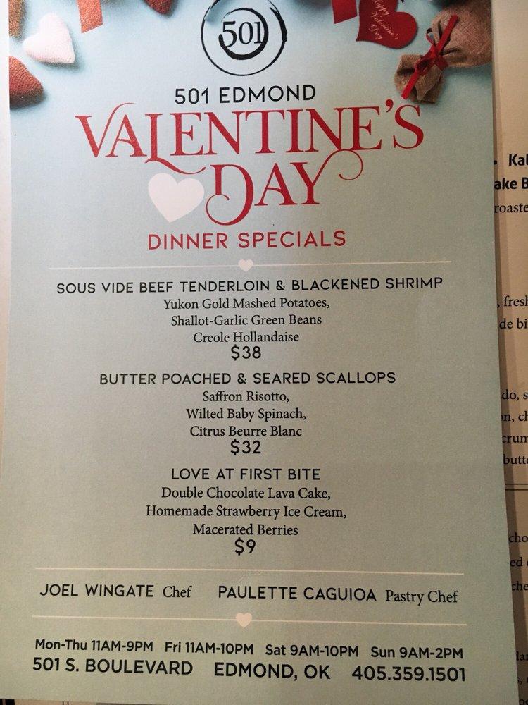 Menu at Cafe 501, Edmond, 501 S Blvd
