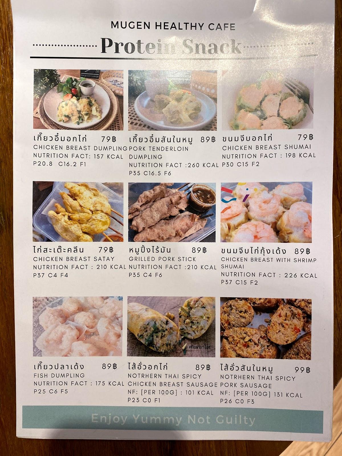 Menu at Mugen Healthy Cafe Sriracha - คาเฟ่ อาหารคลีนศรีราชา, Si Racha