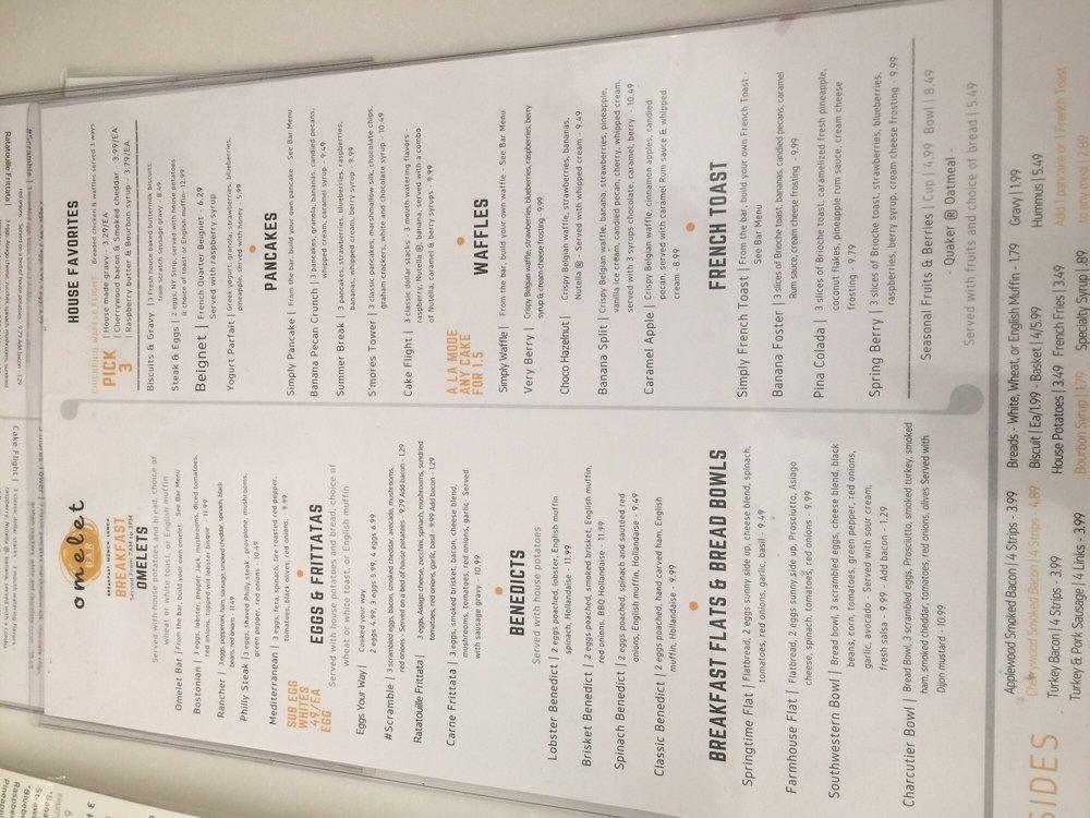Menu at Omelet Bar, Orlando