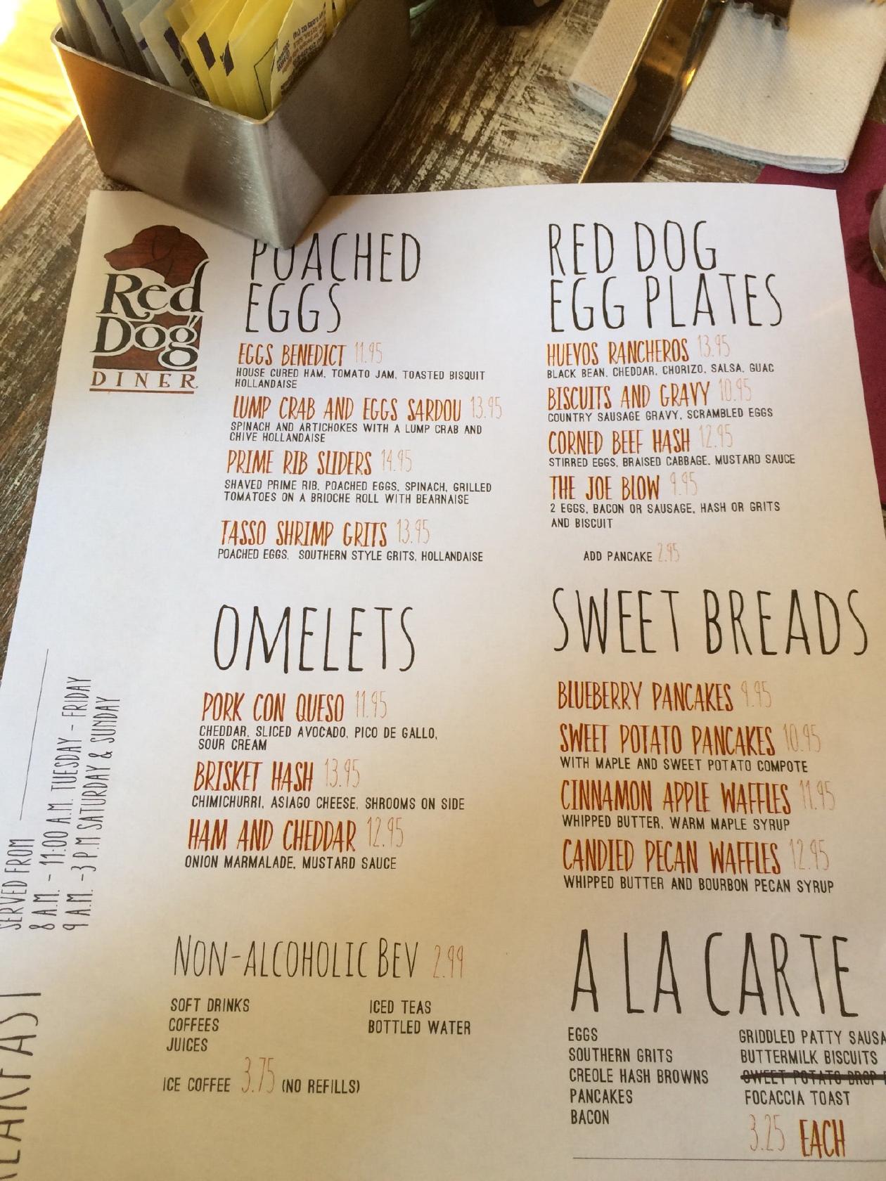 Menu at Red Dog Diner pub & bar, New Orleans