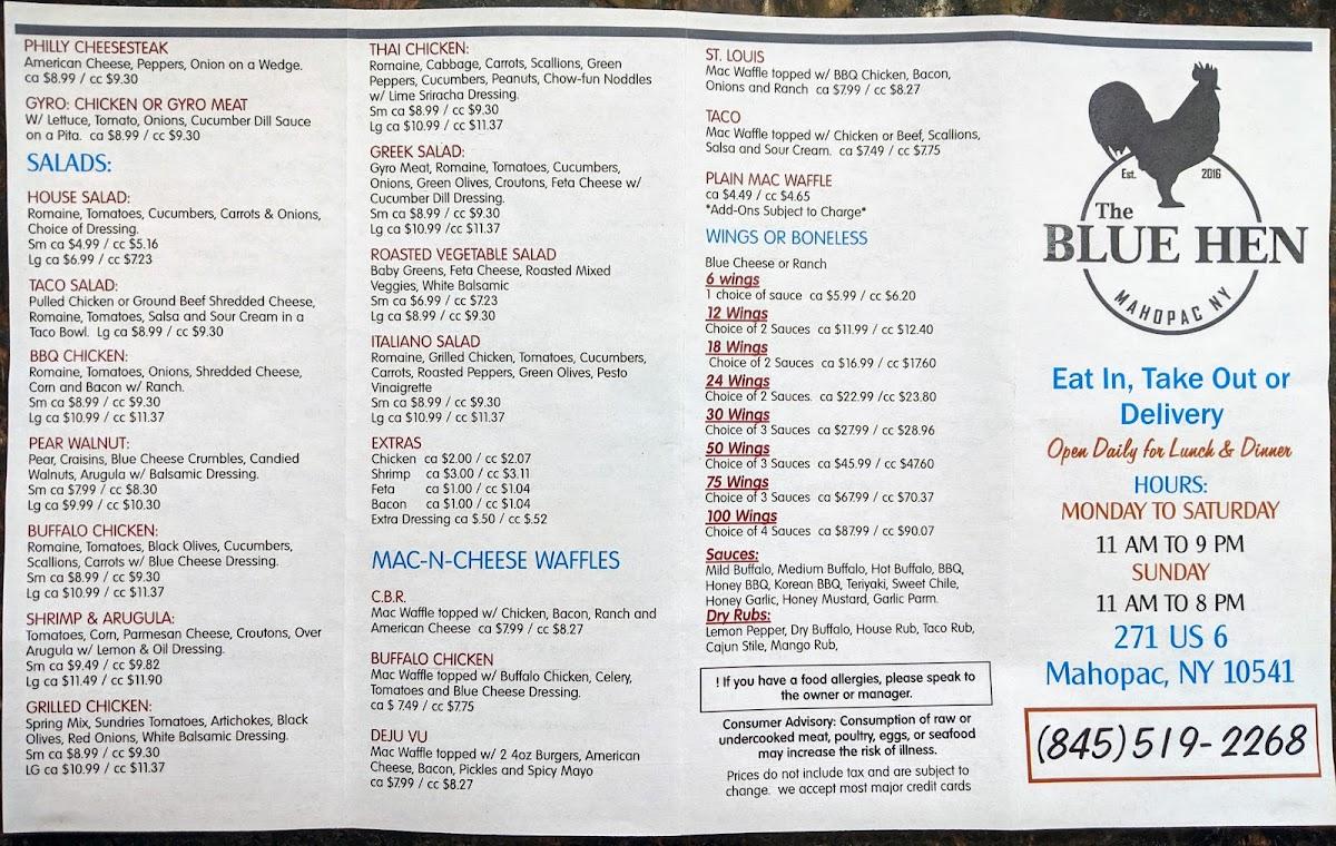 Carta del restaurante The Blue Hen, Mahopac