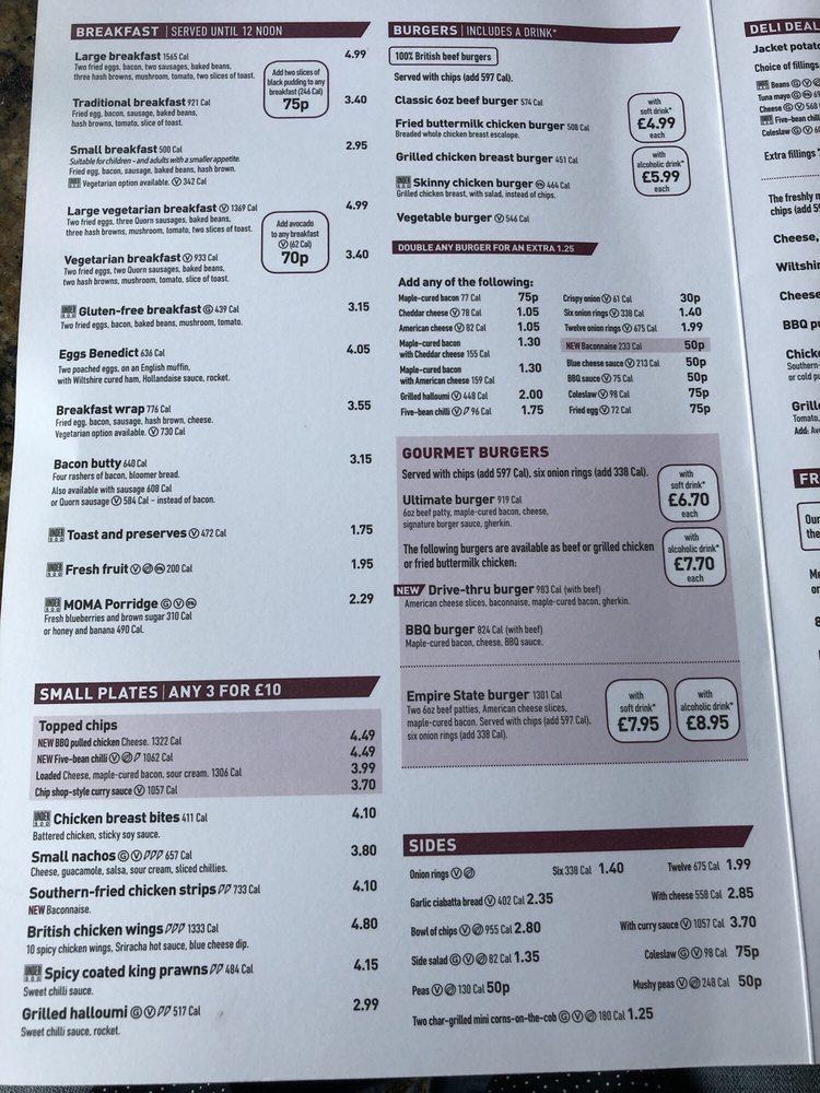 Menu at The Central Bar, London, Shepherds Bush Green