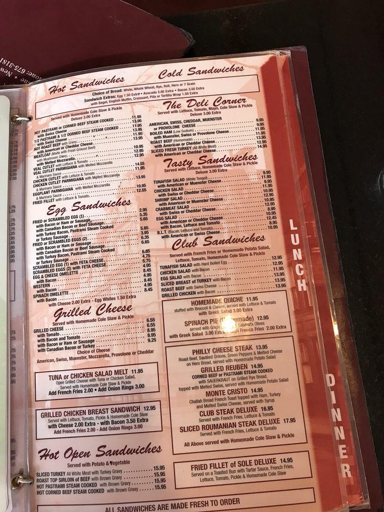 Menu at Waverly Diner restaurant, New York City