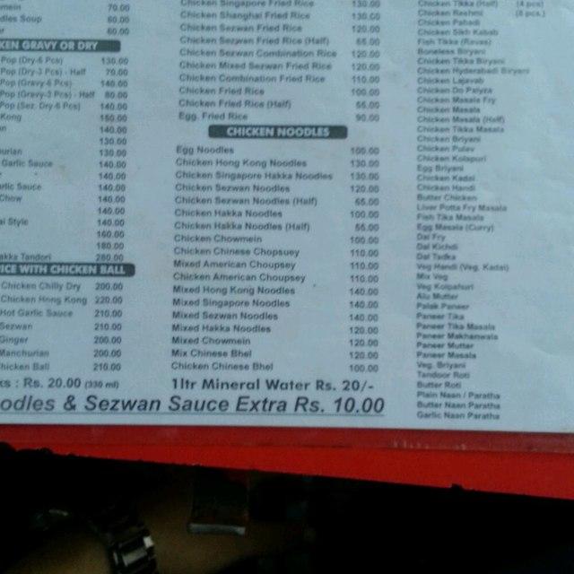 Menu at Best Indian & Chinese Food Corner, Mumbai