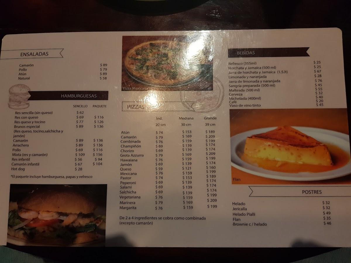 Carta del restaurante Bruno's, Zapopan, Av. Obsidiana 2760-A